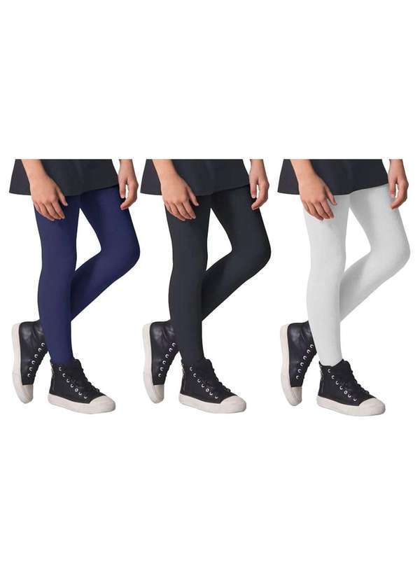 Kit 3 Meias-Calças Selene Inverno Fio 80 Infantil Azul - Esporte Legal