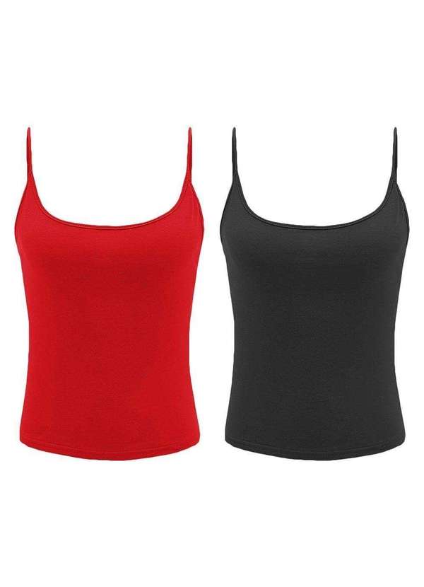 Kit 2 Regatas de Alcinha Pmc Básica Feminina Vermelho - Esporte Legal