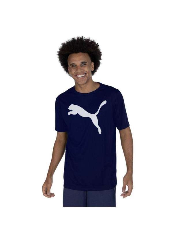 Camiseta Puma Essentials Logo Poly Tee Masculina Azul - Esporte Legal
