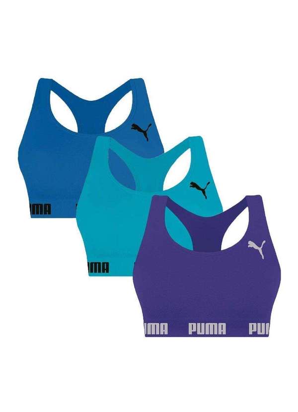 Kit 3 Tops Puma Nadador sem Costura Feminino Roxo - Esporte Legal