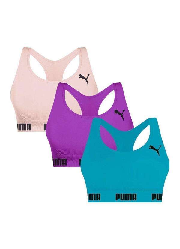Kit 3 Tops Puma Nadador sem Costura Feminino Roxo - Esporte Legal