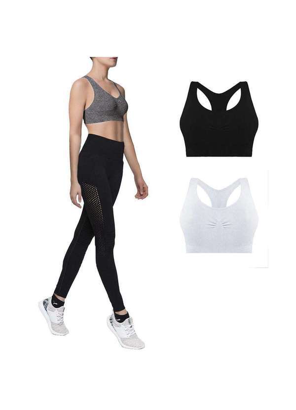 Kit Selene 3 Tops e Legging sem Costura Feminino Preto - Esporte Legal