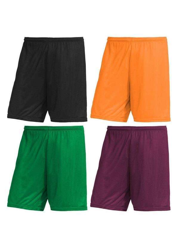 Kit 4 Calções Pmc Futebol Masculino Laranja - Esporte Legal