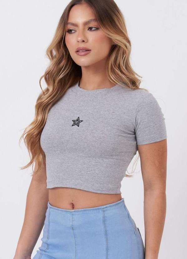 Cropped Feminino em Malha com Estrela Planet Girls Mescla Mescla ...