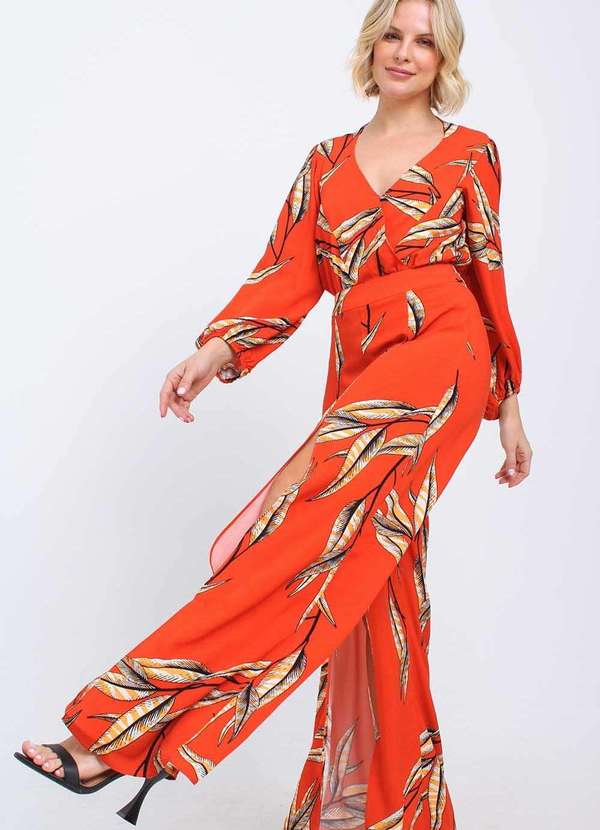 Calca Pantalona Entardecer Pequia Vermelho - Babadotop