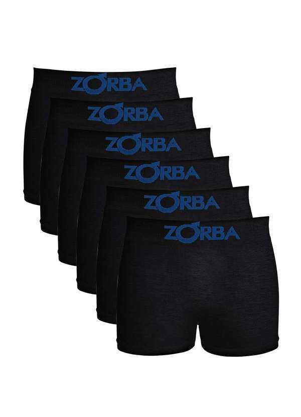 Kit 6 Cuecas Zorba Infantil Boxer sem Costura Algodão 678 Preto - P ...