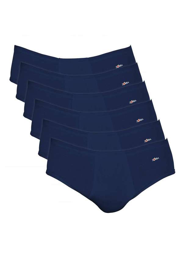 Kit 6 Cuecas Zorba Slip Light com Abertura Algodão 172 Azul - P - HBIStore