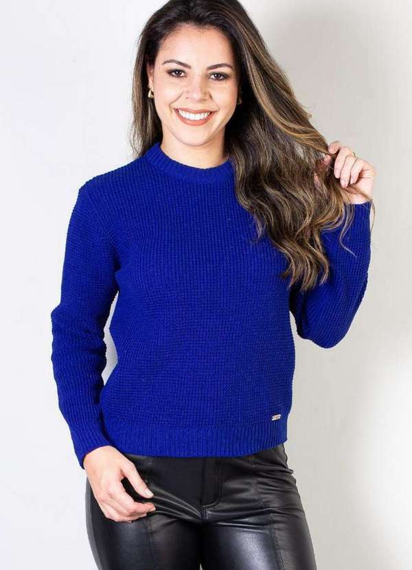 Suéter Feminino Malha Tricot 61566 Azul Royal - Enluaze