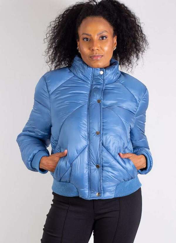 Jaqueta Puffer Feminina Nylon 80256 Azul - Enluaze