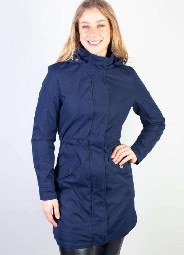 Parka Feminina Impermeável com Capuz Removível 84176 Azul - Enluaze