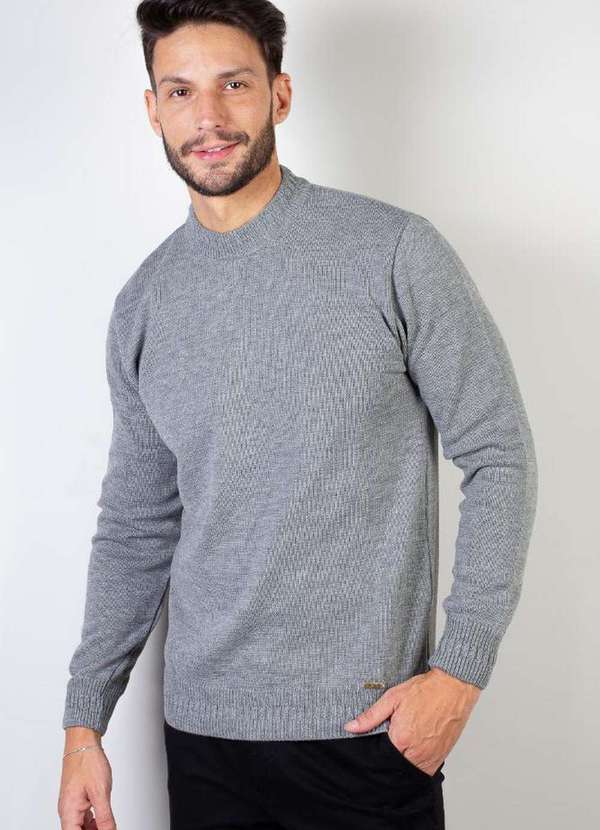 Blusão Masculino de Malha Gola Redonda 50595 Cinza - Enluaze