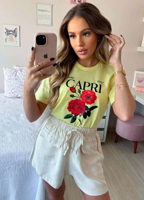 T-Shirt Amarela Capri Amarelo - Cianitas Textil