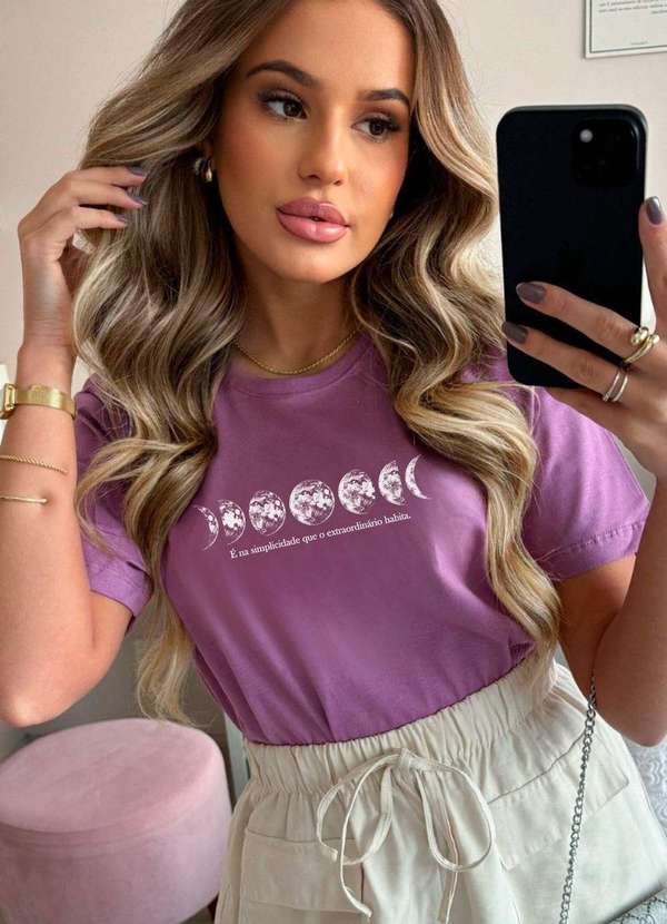 T-Shirt Violeta Fases da Lua Roxo - Cianitas Textil