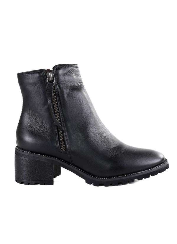 Bota Feminina Zariff Couro Cano Curto 754 Preto Preto - Zariff
