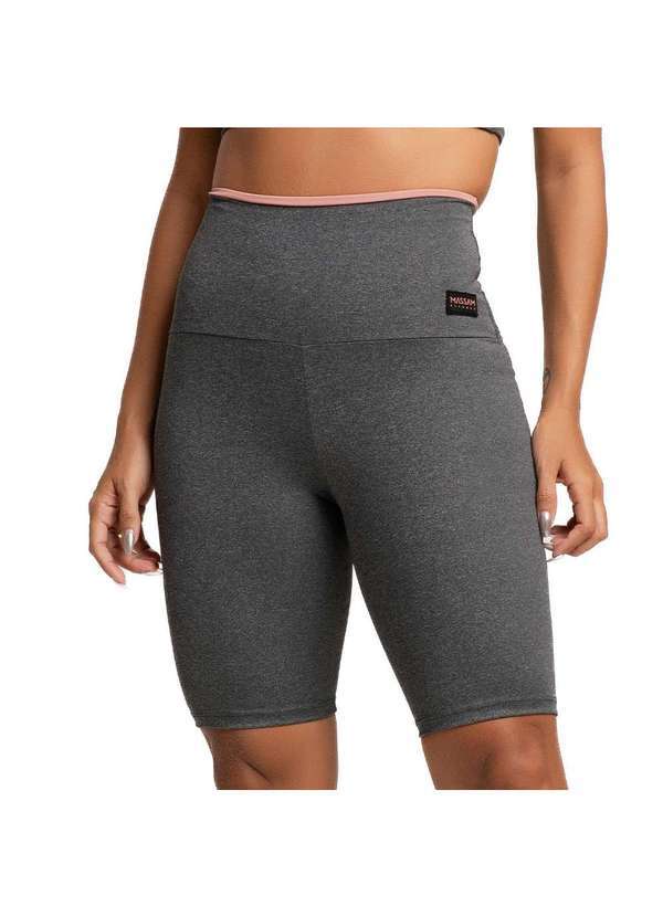 Bermuda Feminina Cintura Alta Simple Cinza - Massam Fitness