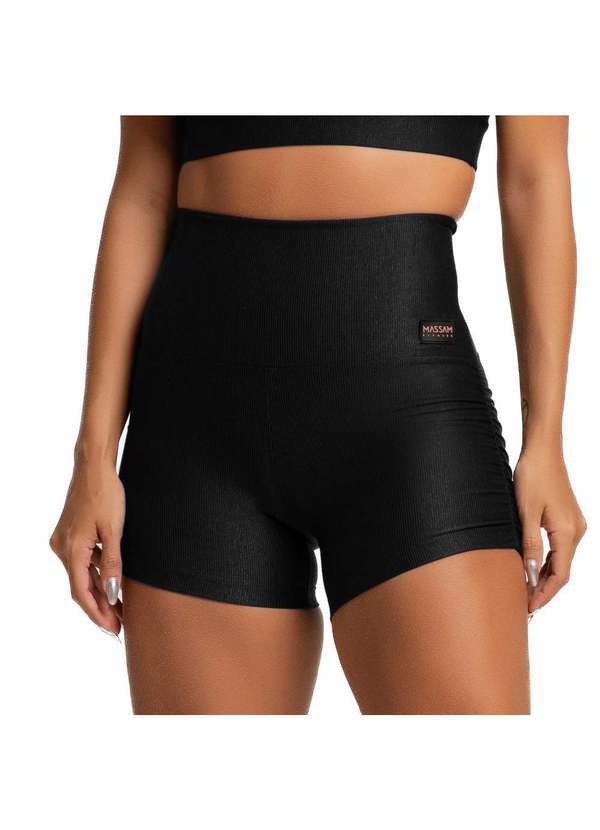 Short Poliamida Canelado Preto - Massam Fitness