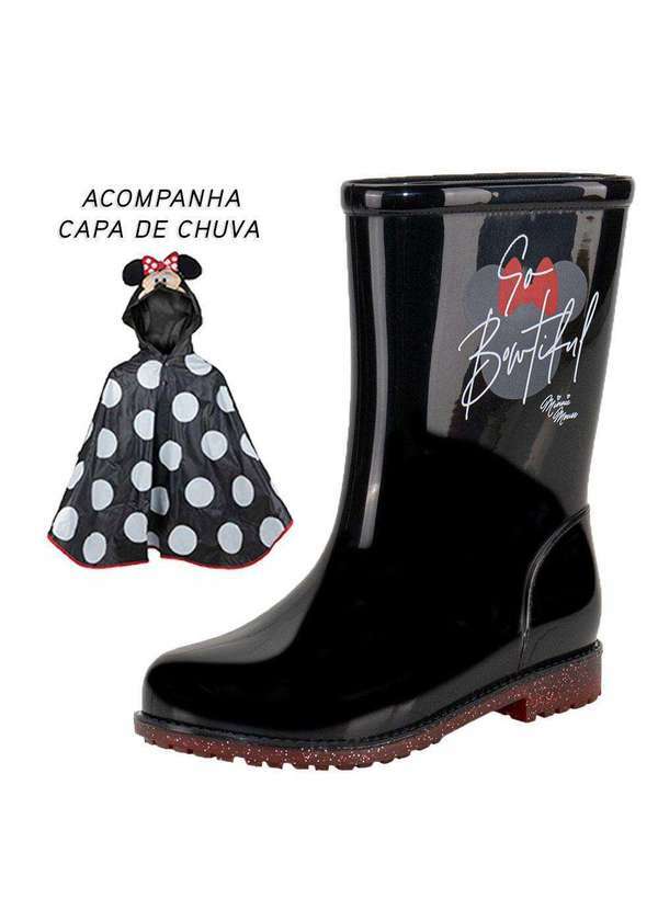 Kit Galocha Infantil Minnie e Capa de Chuva Grendene Kids 23083 - Preto ...