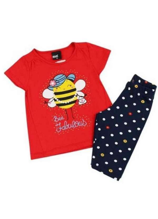 Conjunto Infantil Shorts Meninas Vermelho Escuro - Cia da Malha