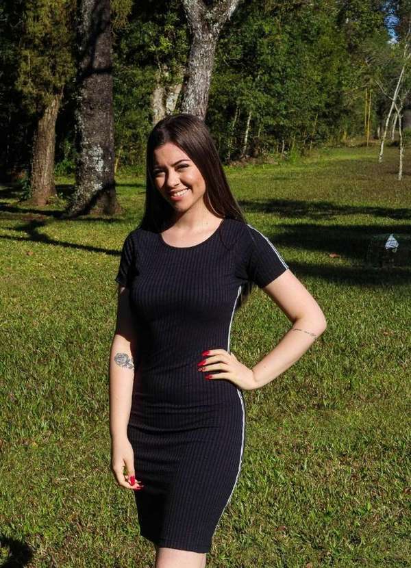 Vestido Feminino Adulto Verao Preto - Cia da Malha Nova