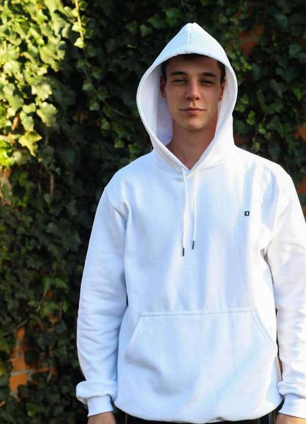 Blusa Moletom Masculina Adulta Branco - Cia da Malha