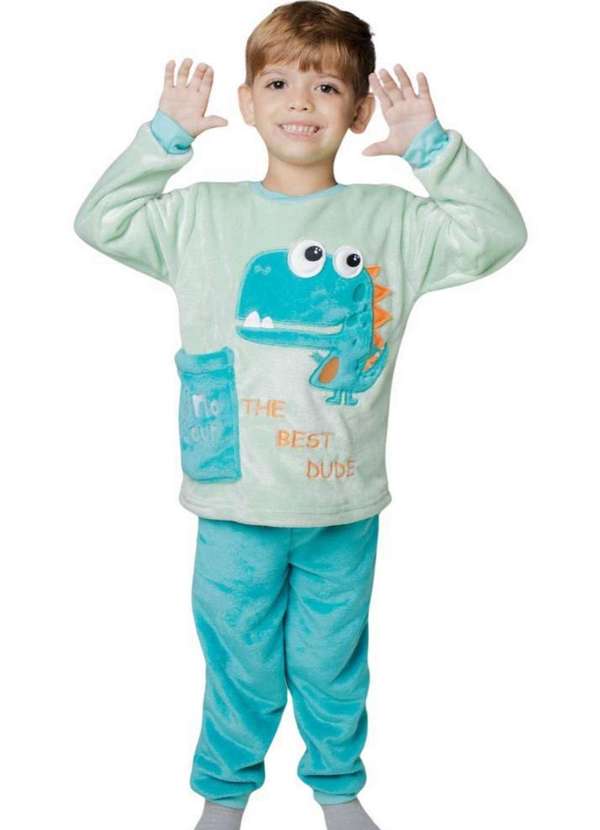 Pijama Infantil Menino Inverno Fleece Soft Longo - Novo Verde Dino ...