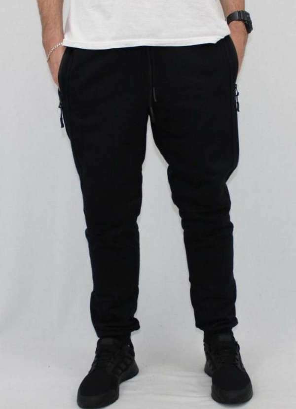 Calca Masculina Moletom Adulta Preto 3 - Cia da Malha Nova