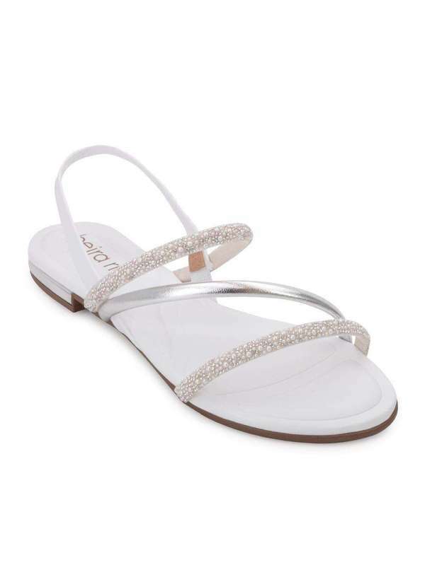 Sandália Beira Rio Br24-82639 Branco/Prata - Alex Shoes