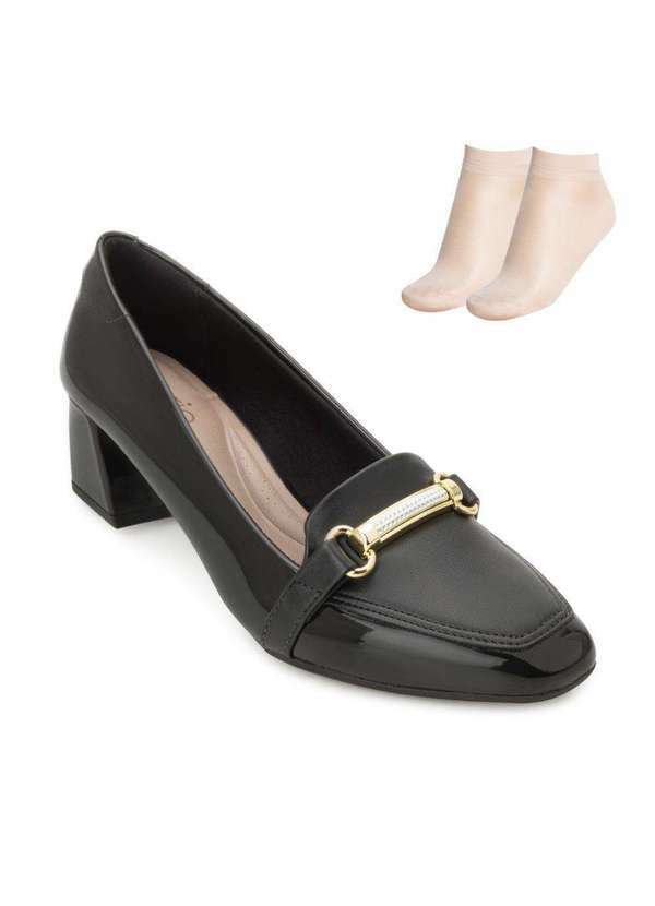 Sapato Beira Rio e Meia Br25-43141 Preto/Bege - Alex Shoes
