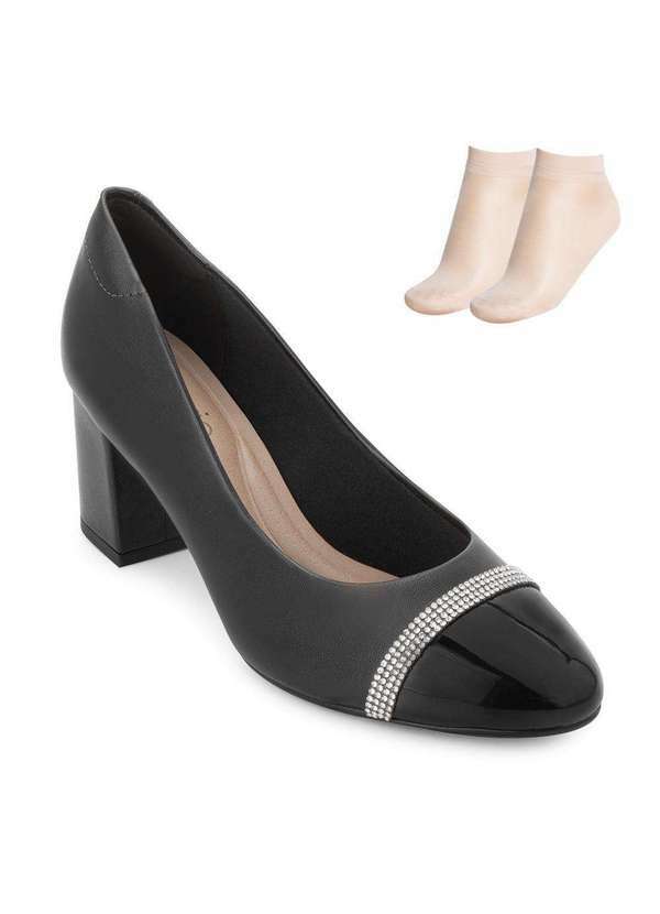 Sapato Beira Rio e Meia Br25-43201 Preto/Prata - Alex Shoes
