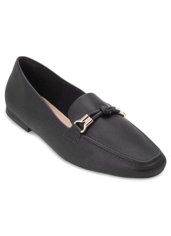 Sapato Mocassim Lady Queen Am24-19113 Preto/Dourado - Alex Shoes