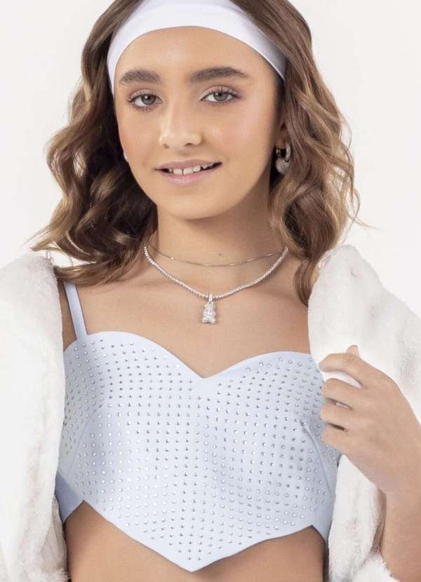 Top Hi Angel Brilho Celestial Azul - Vim Vi Venci