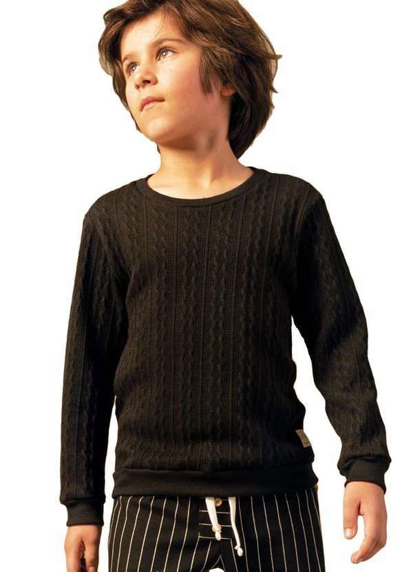 Casaco Infantil Malha Tricô Preto Bugbee Preto - Vim Vi Venci