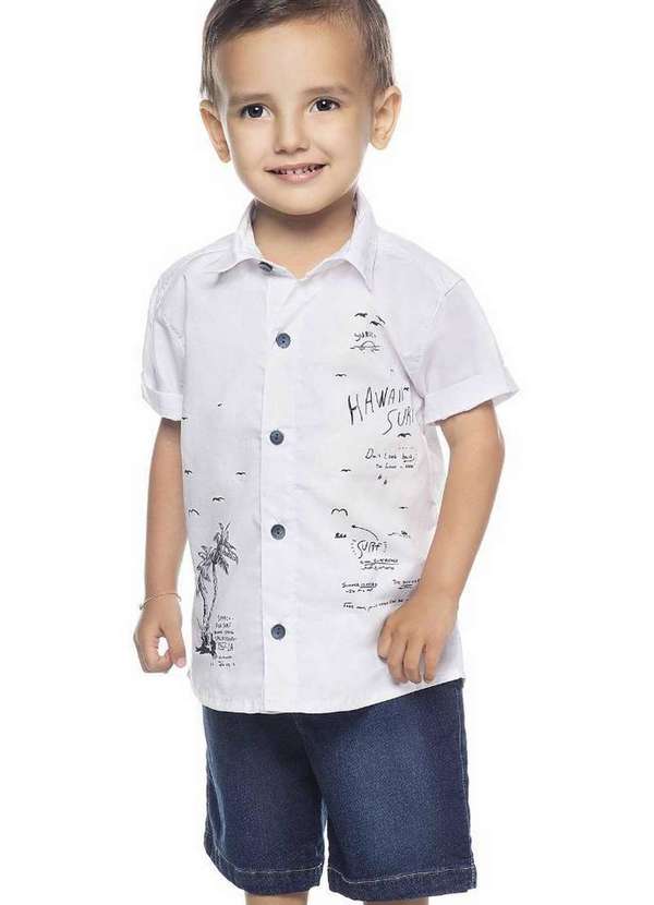 Conjunto Bermuda Infantil Branco Have Fun Branco - Vim Vi Venci