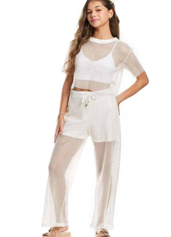 Conjunto Branco Calça Blusa Infantil Poah Noah Branco - Vim Vi Venci