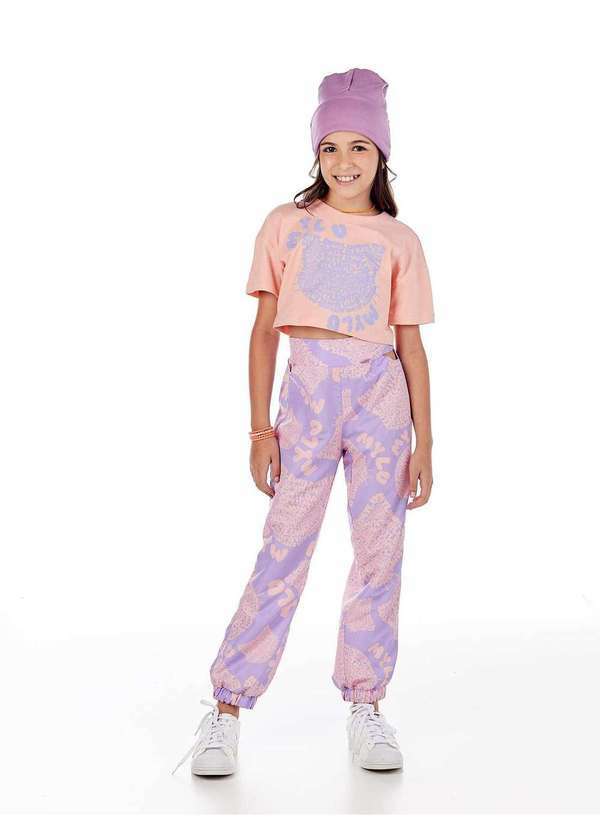 Conjunto de Cropped e Calça Jogger Tecido Tecnológico Mylu Lilás - Vim ...