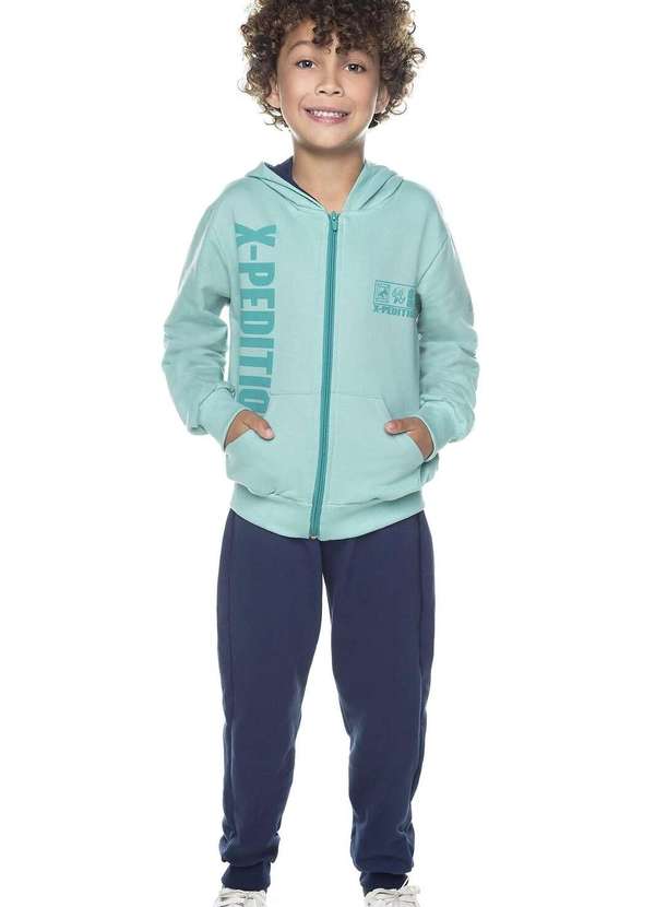 Conjunto Infantil Azul Manga Longa Have Fun Estampado - Vim Vi Venci