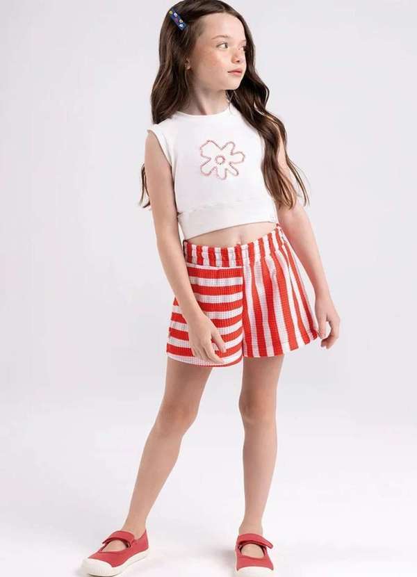 Conjunto Infantil Menina em Malha Bugbee Estampado - Vim Vi Venci