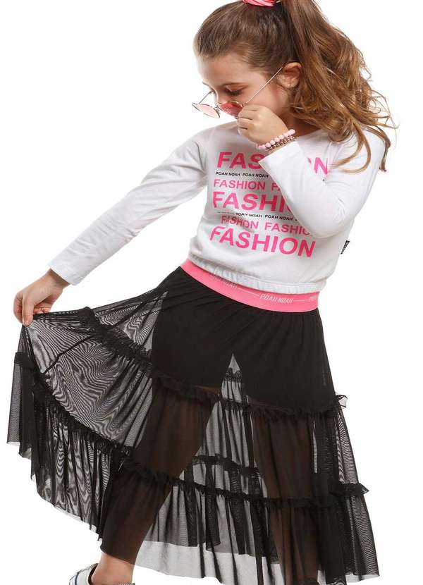 Conjunto Saia Infantil Preta Fashion Poah Noah Preto - Vim Vi Venci