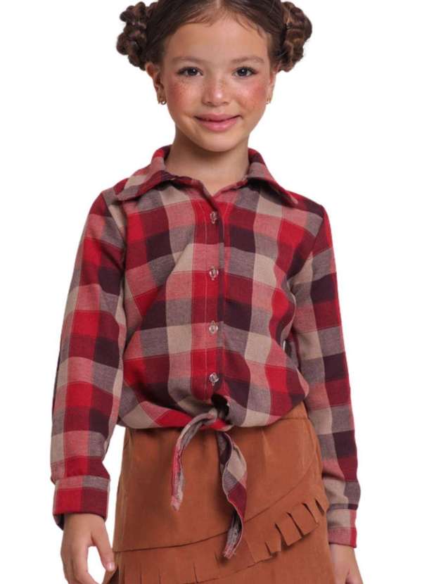 Camisa Xadrez Junina Vermelho Menina Muvilê 8 Ao 16 Vermelho - Vim Vi Venci