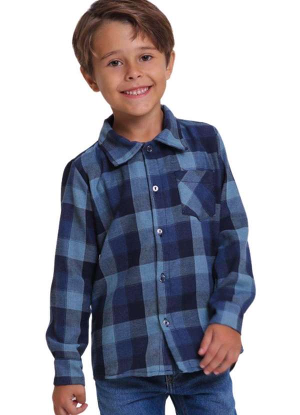 Camisa Xadrez Menino Azul Muvilê 14 Ao 16 Azul - Vim Vi Venci