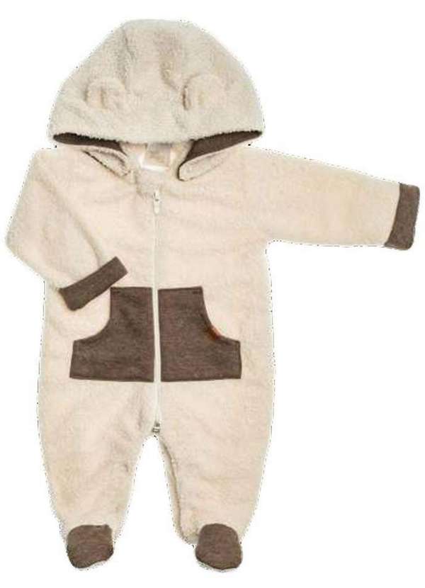 Macacão Longo Pelúcido Bege Infantil Anjos Baby Bege - Vim Vi Venci