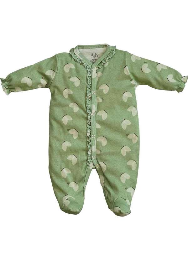 Macacão Suedine Borboletas Tilly Baby Verde - Vim Vi Venci