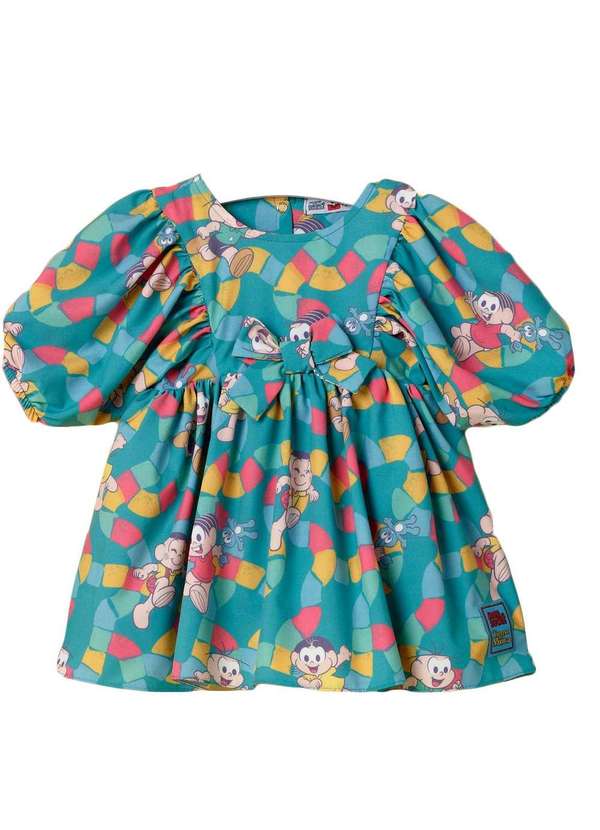 Vestido Infantil Azul Estampado Turma da Monica Azul - Vim Vi Venci