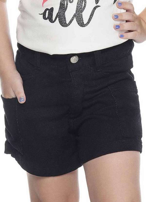 Shorts Infantil Brilho Preto Have Fun Preto - Vim Vi Venci
