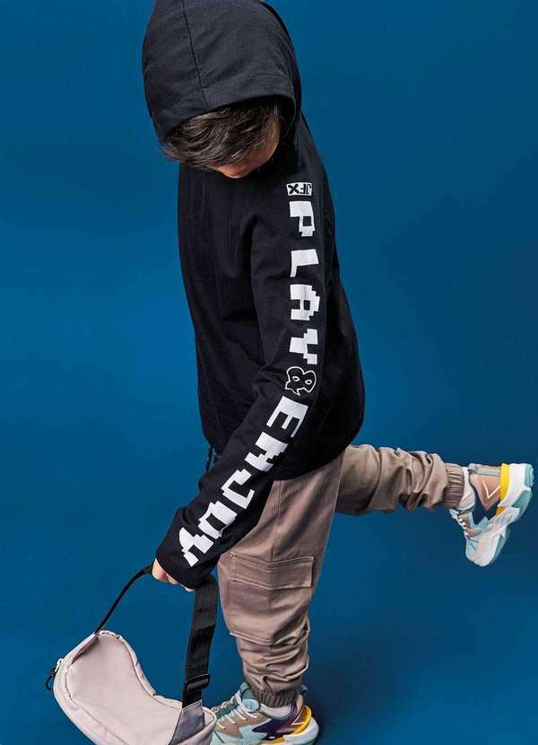 Blusa Manga Longa Preto Johnny Fox Preto - Vim Vi Venci