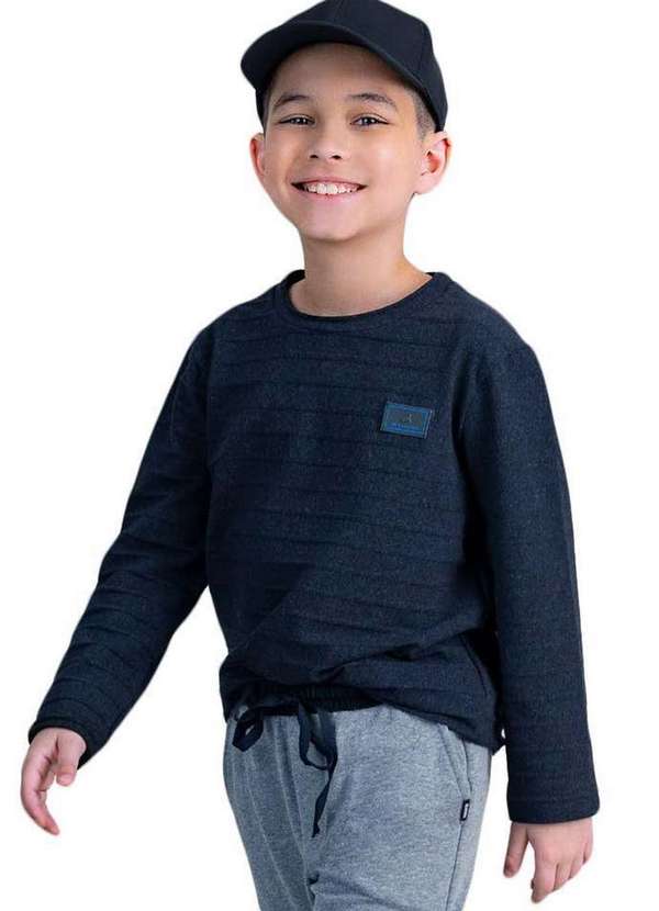 Camiseta Azul Longa Infantil Ok Friend & Pakita Azul - Vim Vi Venci