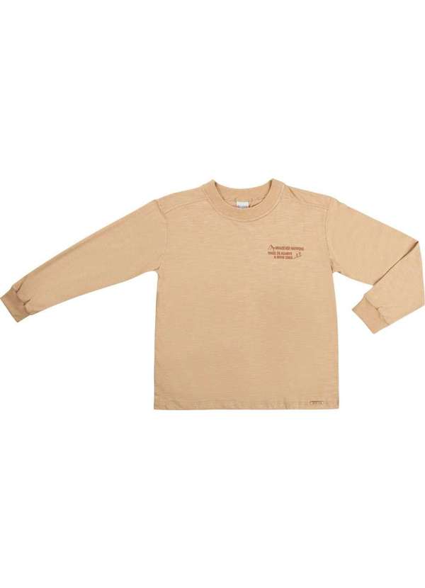 Camiseta Infantil Manga Longa Bege Have Fun Bege - Vim Vi Venci