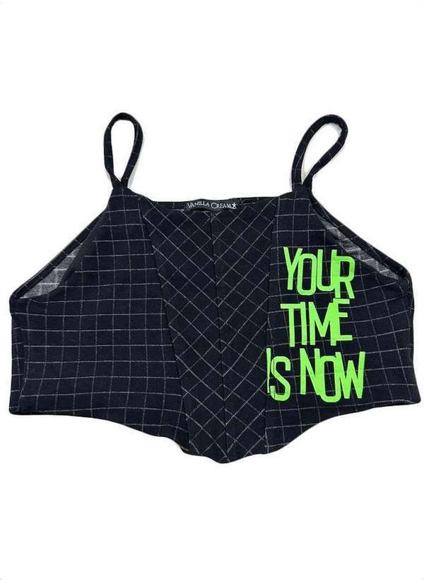 Top Juvenil Preto Vanilla Cream Preto - Vim Vi Venci