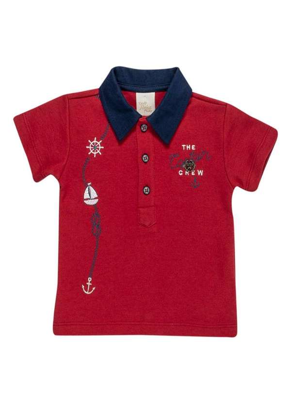 Conjunto Bebê Menino Polo Anjos Baby Vermelho - Vim Vi Venci