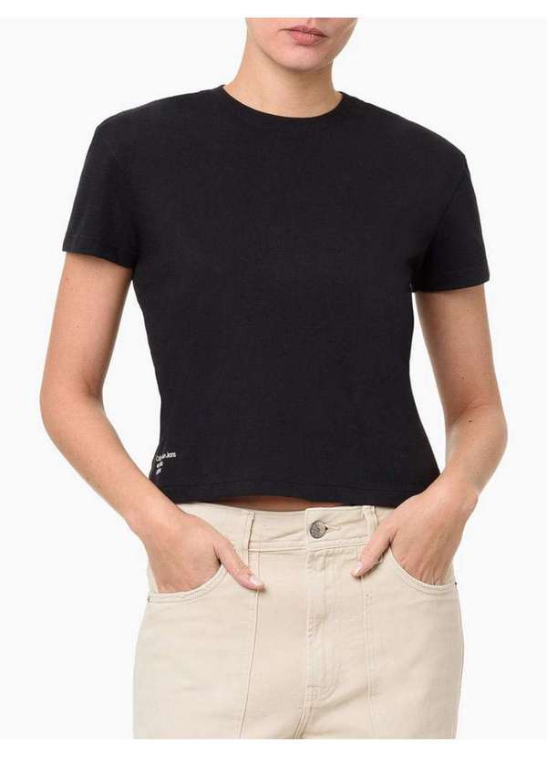 Camiseta Feminina Logo Established - Preto Preto - Calvin Klein